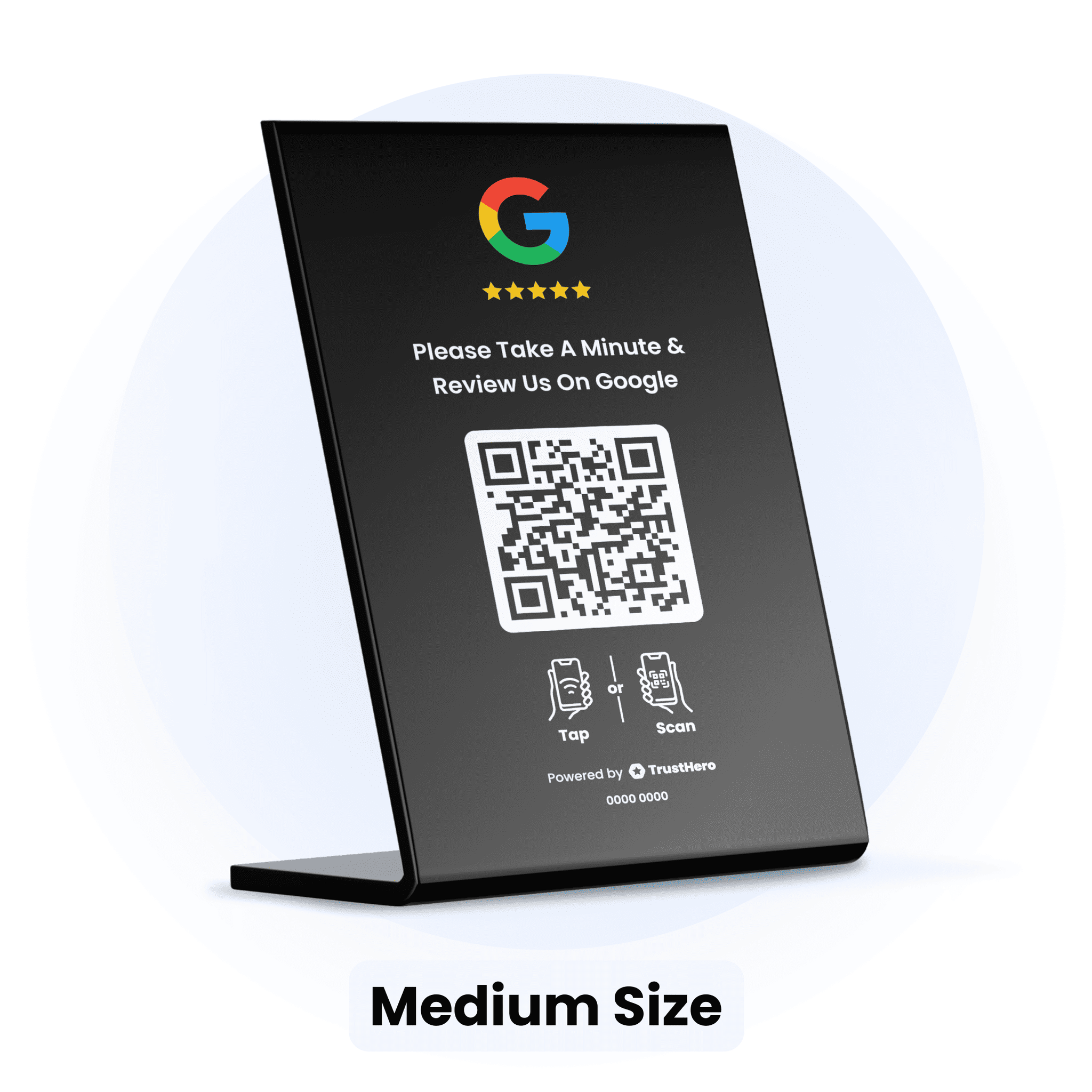 Google Review Stand Medium (4.1" × 5.8") with NFC/QR Code, Black ...